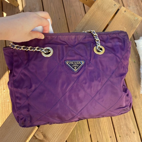 Prada | Bags | Authentic Vintage Prada Purple Nylon Tessuto Impuntu ...